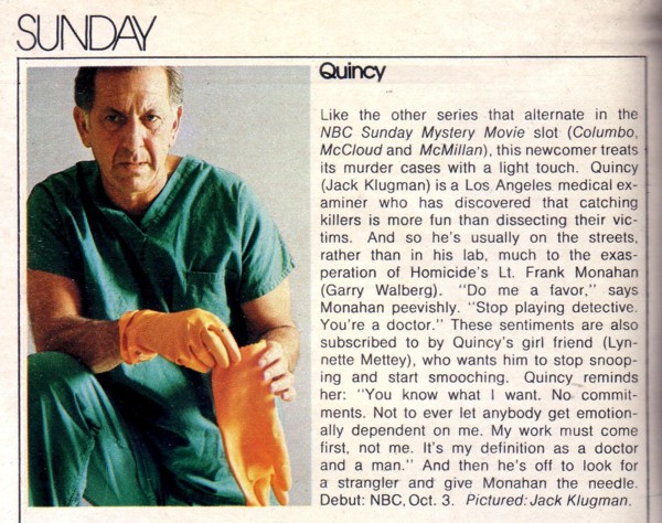 Quincy, M.E. Video Info